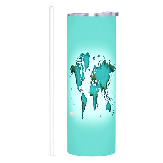 20 oz Stainless Steel Insulated Tumbler with World Map Design ...