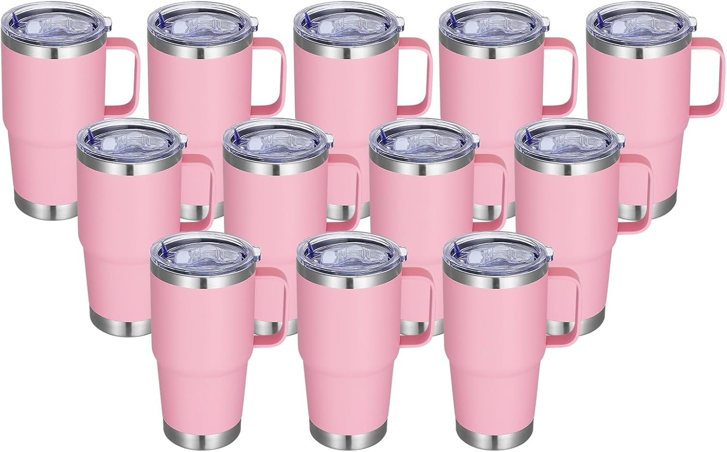 20 oz Stainless Steel Tumbler with Handle Bulk Metal Insulated Tumblers Travel Coffee Mug with ...