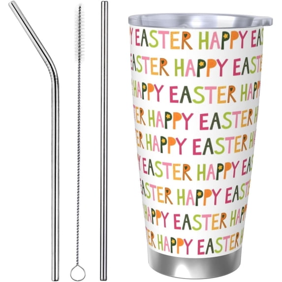 20 oz Tumbler Insulated Coffee Mug with Lid and Straws, Stainless Steel ...