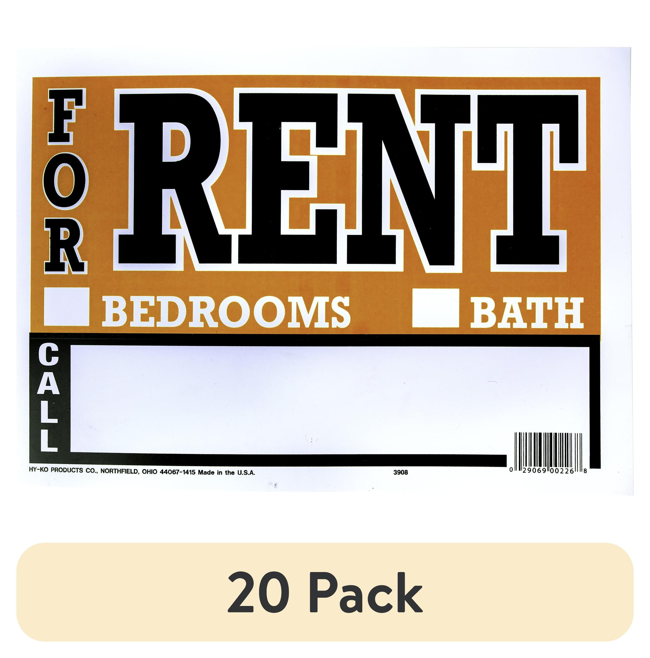(20 pack) For Rent Sign Orange/Black High Quality by Hy-Ko - Walmart.com