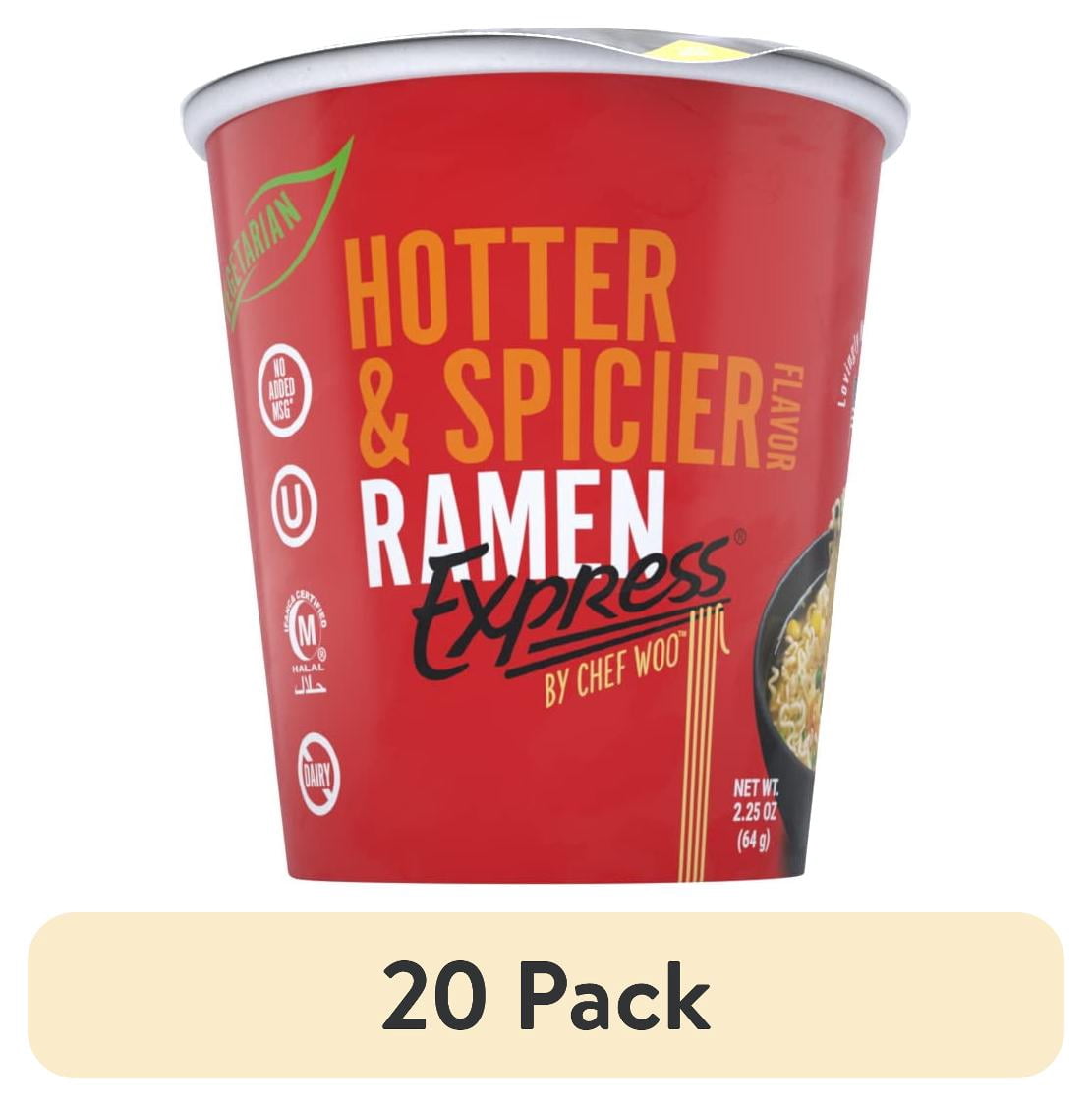 (20 pack) Ramen Express Hotter & Spicier Ramen Cup Noodle, by Chef Woo ...