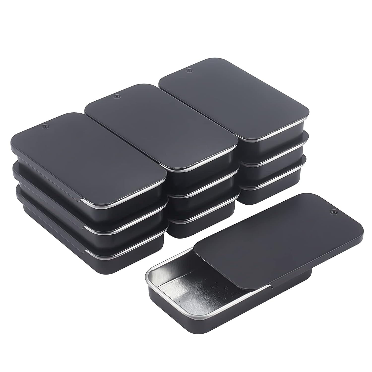20 pc 20 Pack Metal Slide Top Tin Containers Gunmetal Small Tin ...