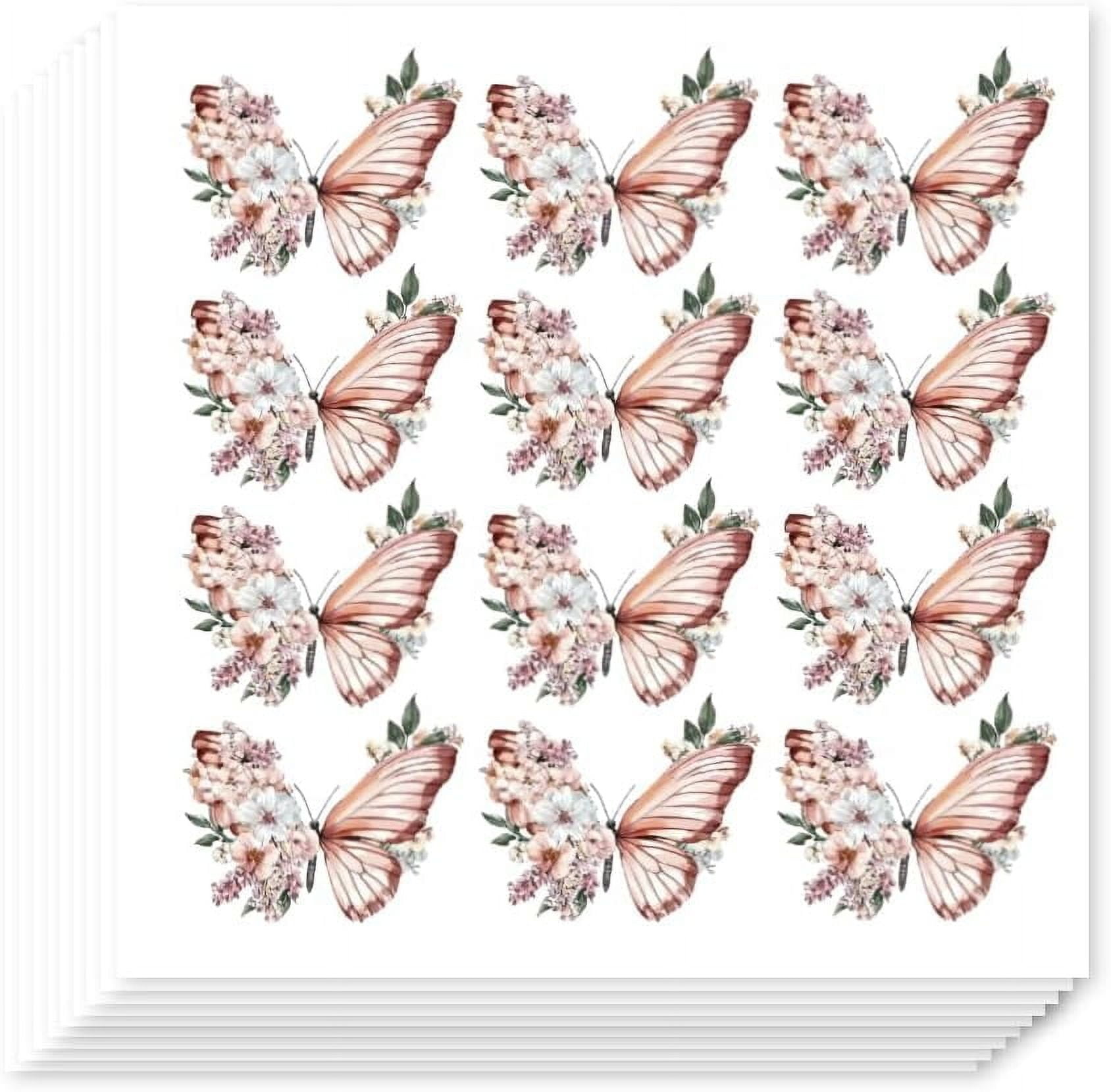 20 pc 240Pcs Pretty Watercolor Flower Butterfly Stickers Cartoon ...