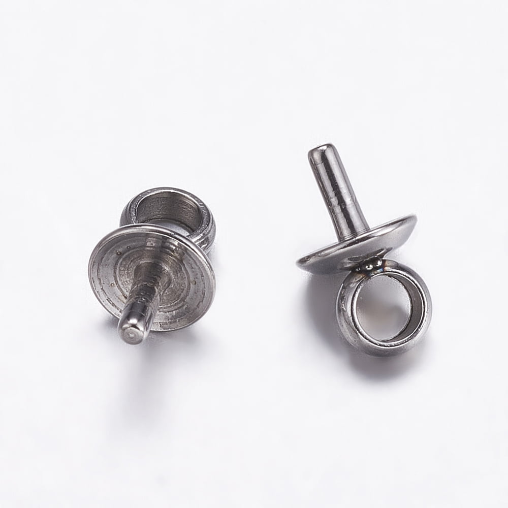 20 pc 304 Stainless Steel Cup Pearl Peg Bails Pin Pendants For Half ...