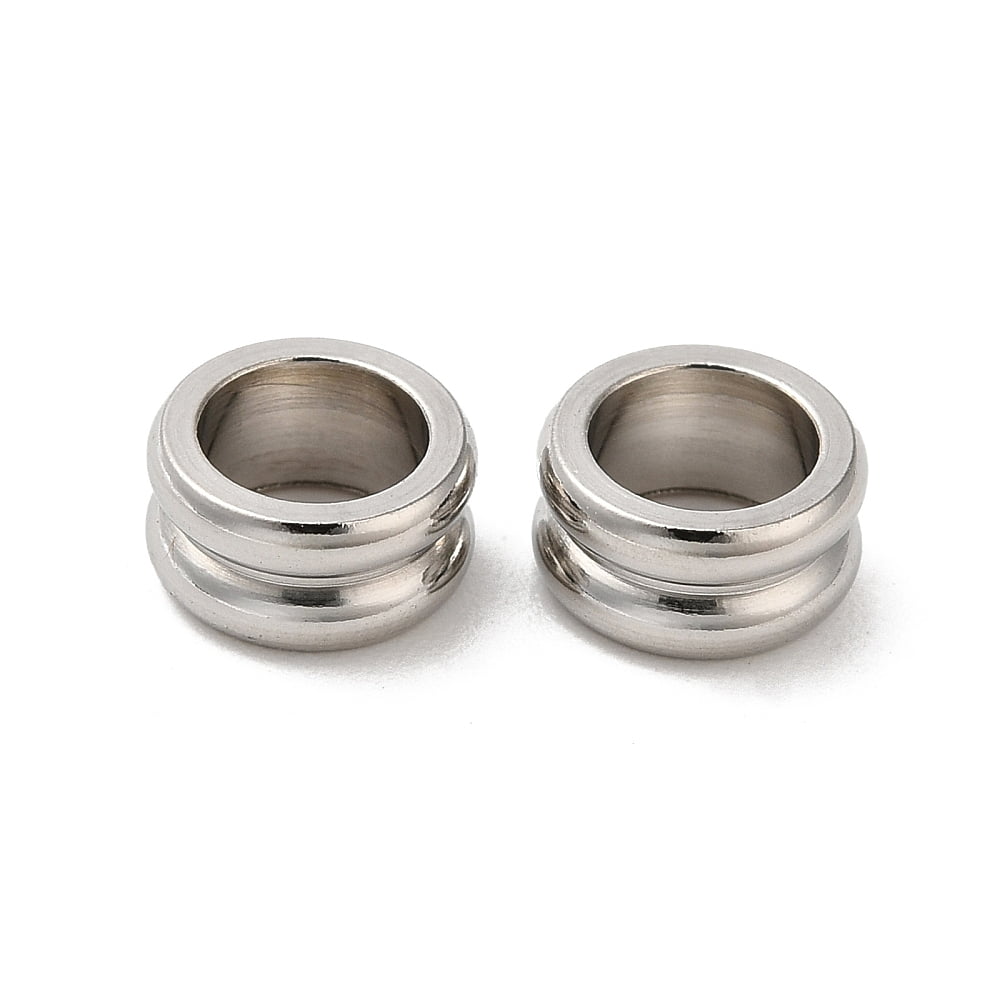 20 pc 304 Stainless Steel European Beads Large Hole Beads Grooved Beads ...