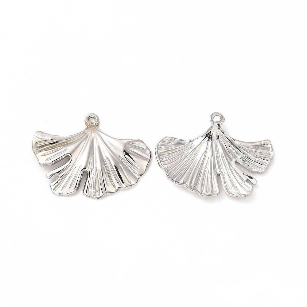 20 pc 304 Stainless Steel Pendants Ginkgo Leaf Charm Stainless Steel ...