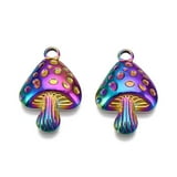 20 pc 304 Stainless Steel Pendants Mushroom Charm Rainbow Color 23.5x15 ...