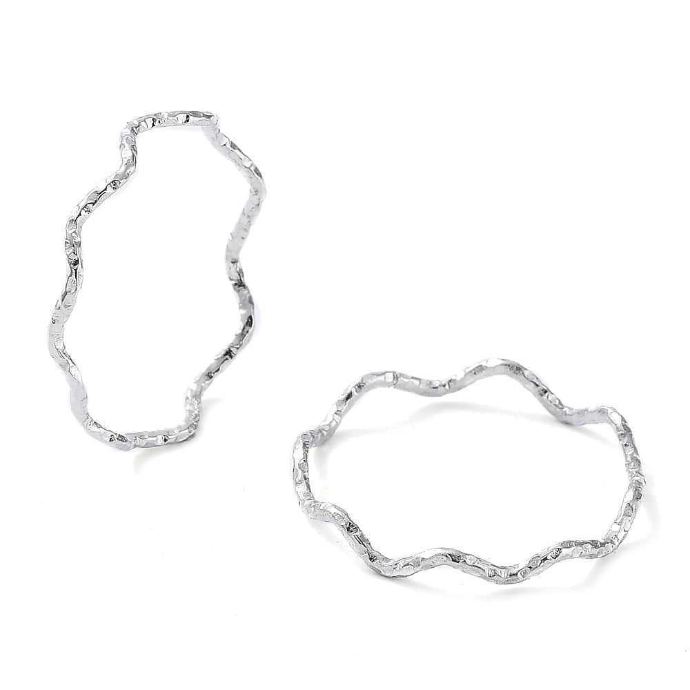 20 pc 304 Stainless Steel Textured Wave Finger Rings Stainless Steel ...