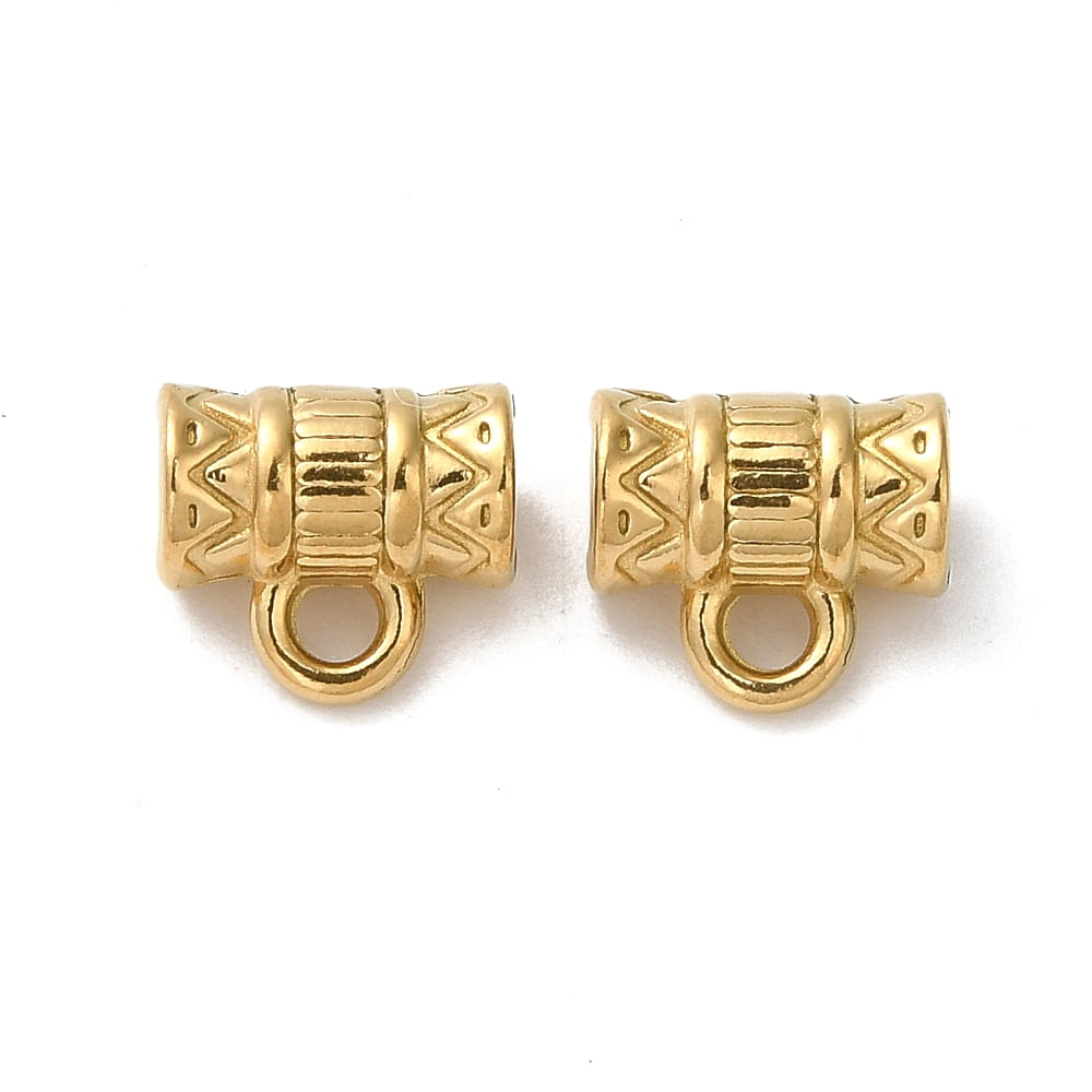 20 pc 304 Stainless Steel Tube Bail Column Real 18K golden Plated 7.5x8 ...