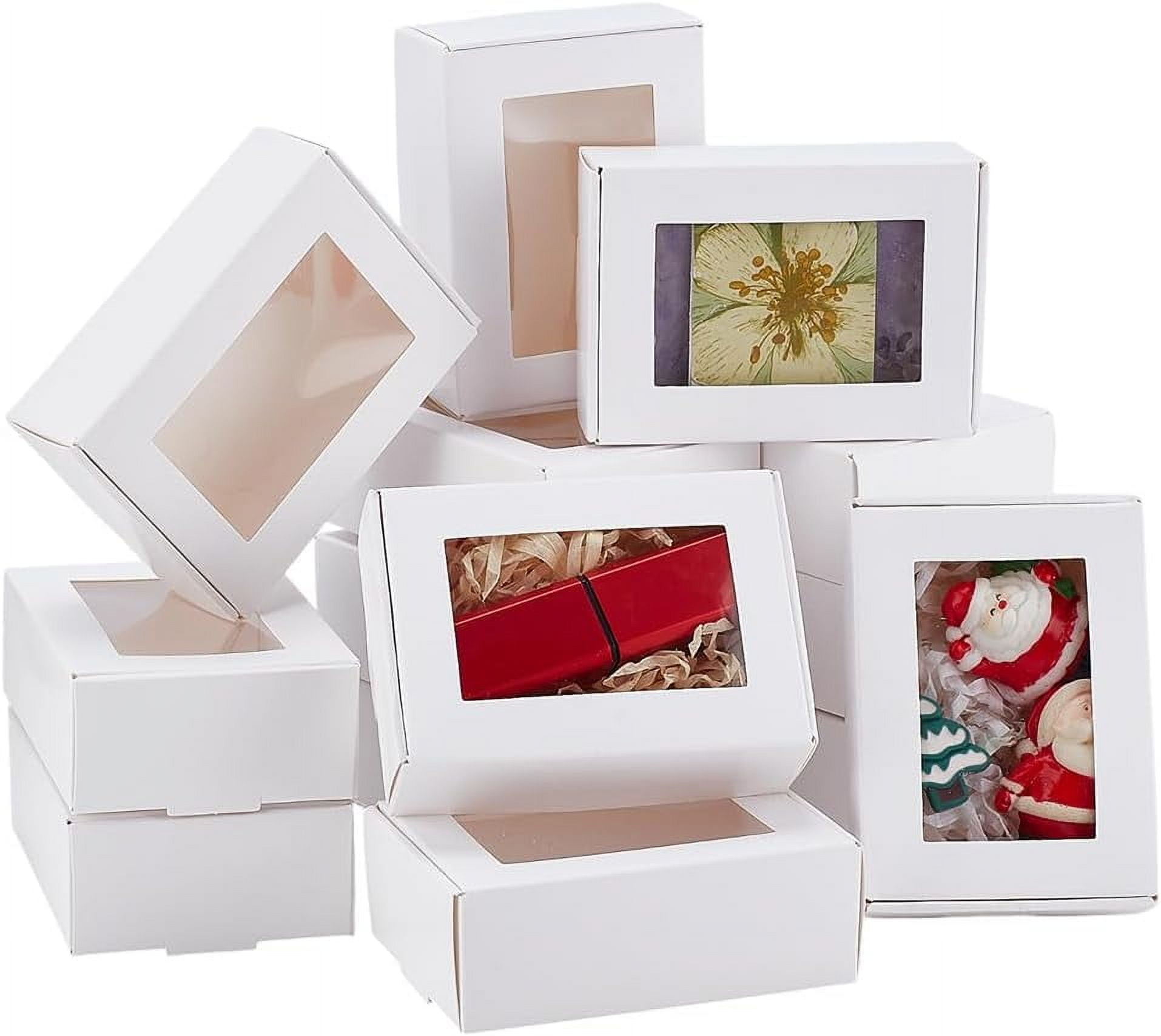 20 pc Cardboard Gift boxes Rectangle with PVC Clear Windows White 6x8 ...