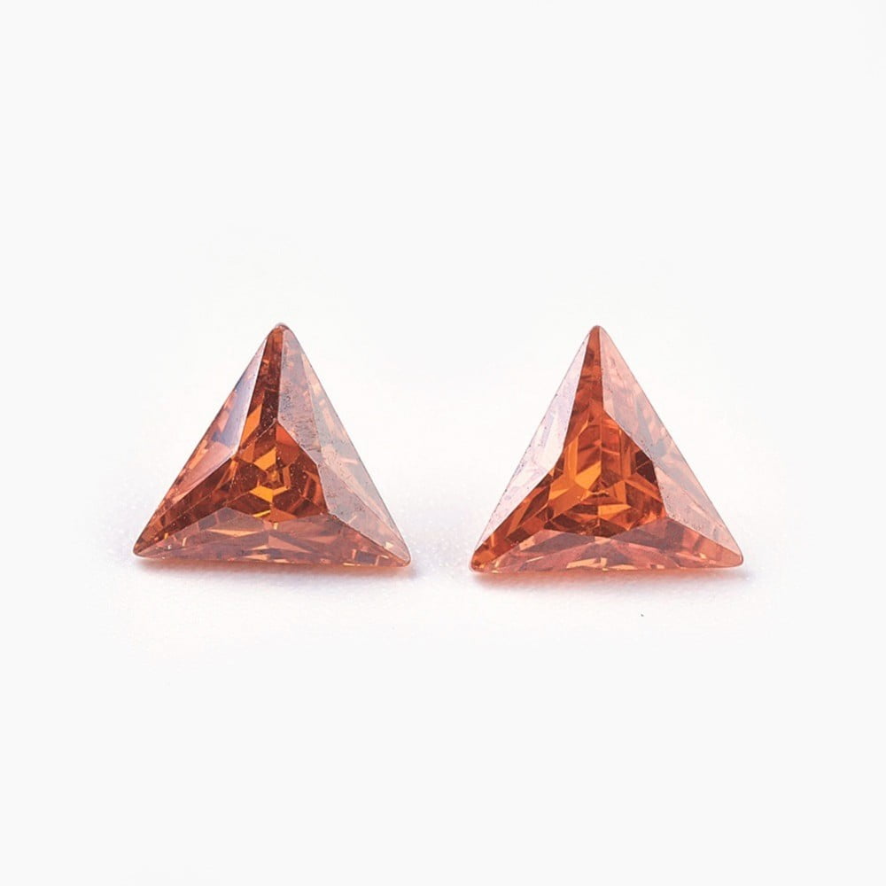 20 pc Cubic Zirconia Pointed Back Cabochons Triangle Faceted Orange Red ...