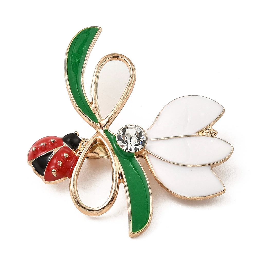 20 pc Flower Ladybug Enamel Pins Alloy Glass Rhinestone Brooch for ...