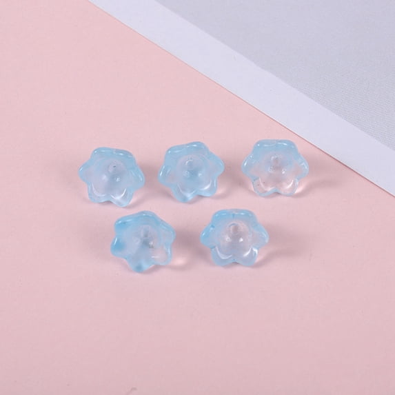 20 pc Glass Beads Lily Flower Light Sky Blue 12x8mm Hole: 1.4mm ...