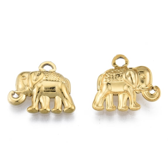 20 pc Ion Plating(IP) 201 Stainless Steel Pendants Elephant Real 18K ...