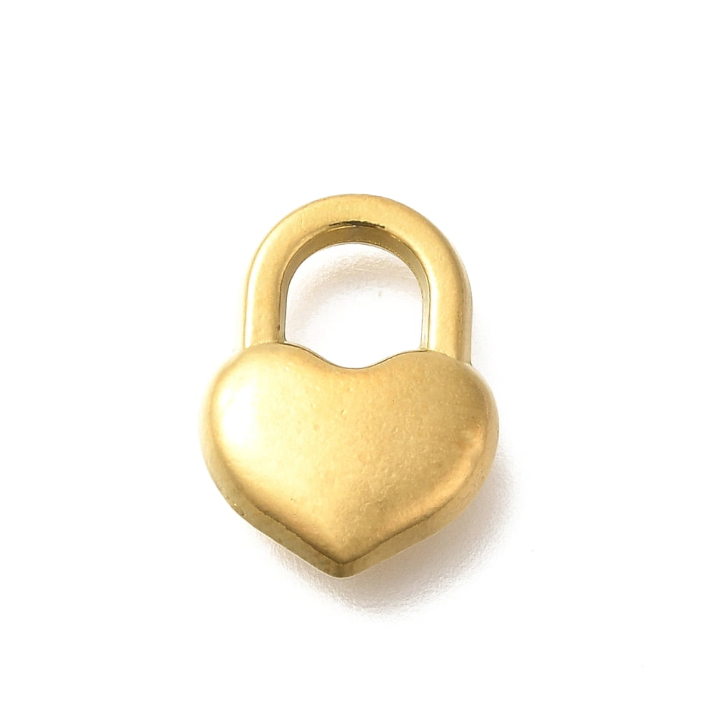 20 pc Ion Plating(IP) 304 Stainless Steel Charms Heart Padlock Charm ...