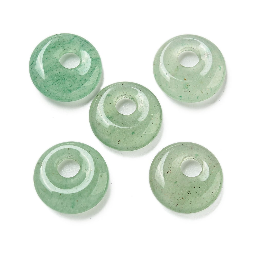 20 pc Natural Green Aventurine Donut/Pi Disc Charms 14~14.5x4mm Hole ...