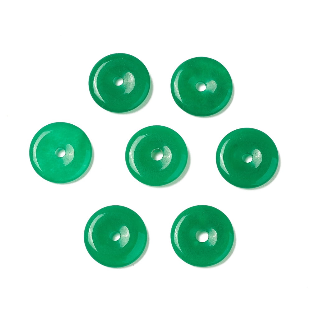 20 pc Natural Malaysia Jade Dyed Pendants Donut/Pi Disc Charm 18x3.5 ...