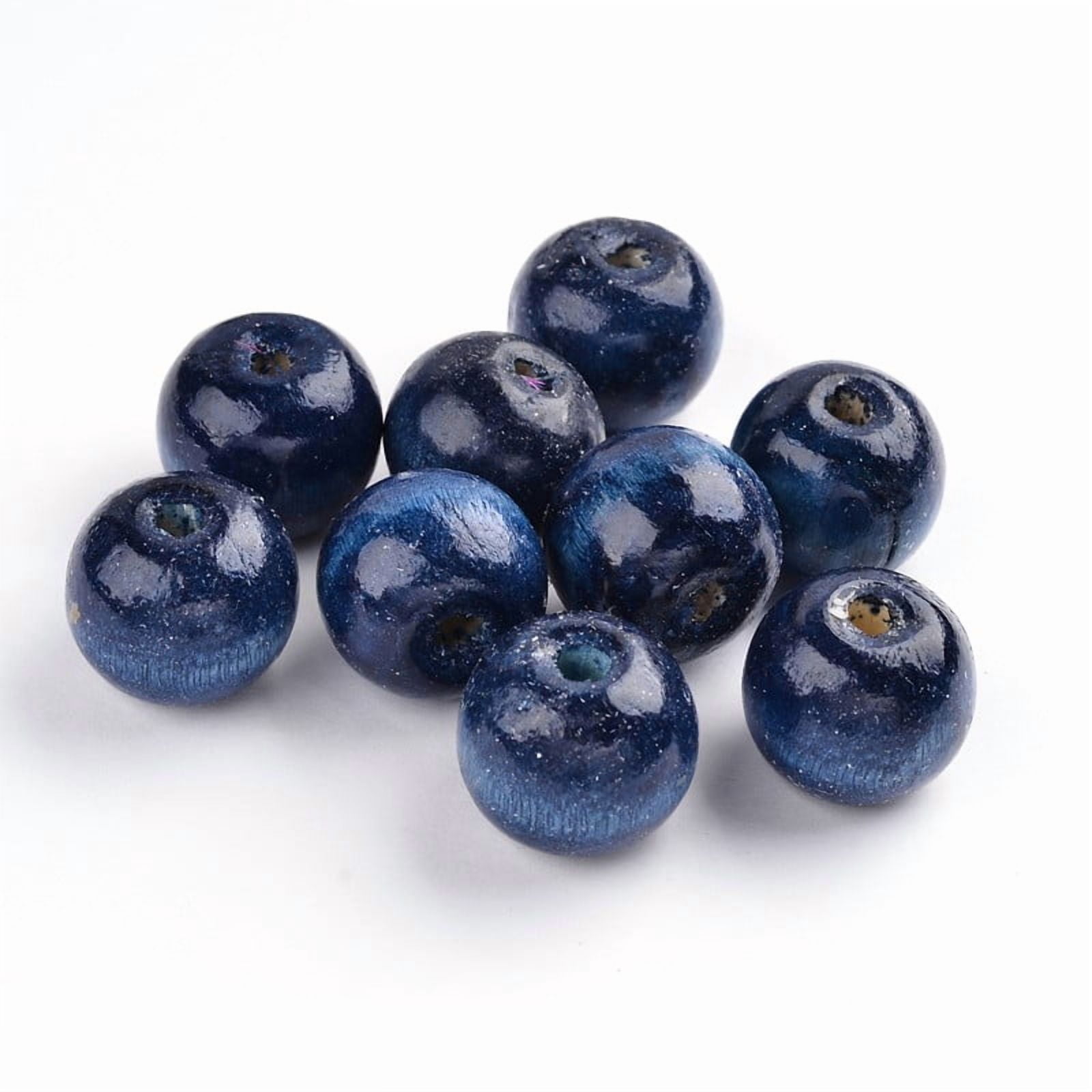20 pc Natural Maple Wood Beads Dyed Round Marine Blue 19~20x17.5~18mm ...