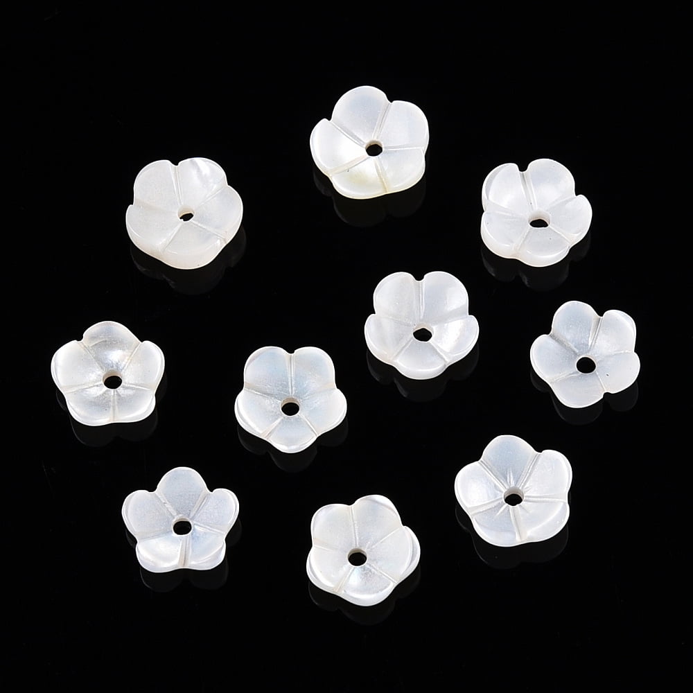 20 pc Natural White Shell Beads Mother of Pearl Shell Beads Flower ...