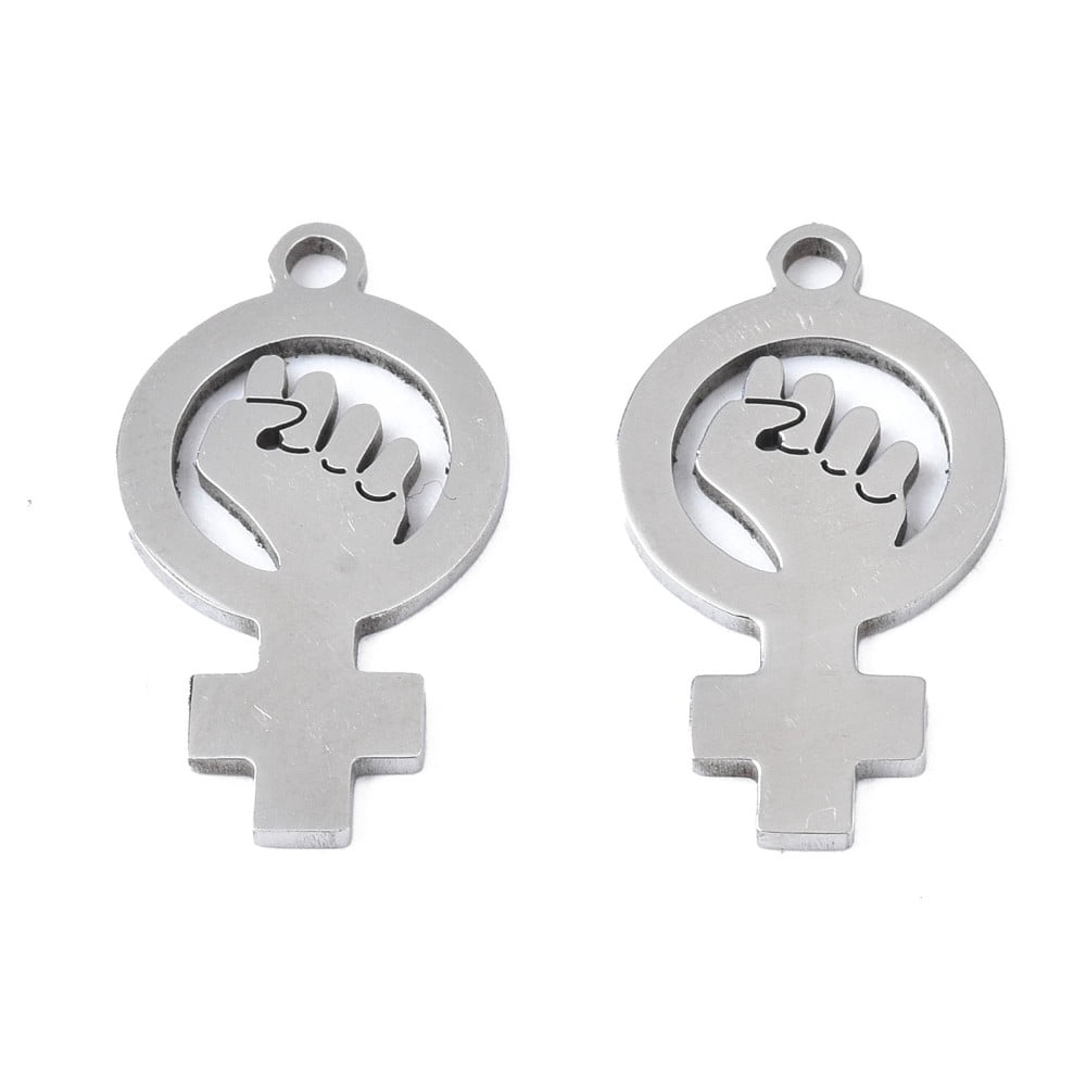 20 pc Non-Tarnish 201 Stainless Steel Pendants Laser Cut Feminism Sign ...