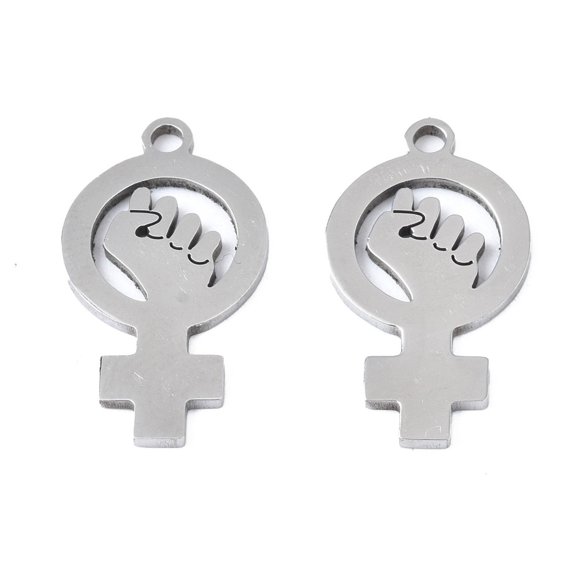 20 pc Non-Tarnish 201 Stainless Steel Pendants Laser Cut Feminism Sign ...