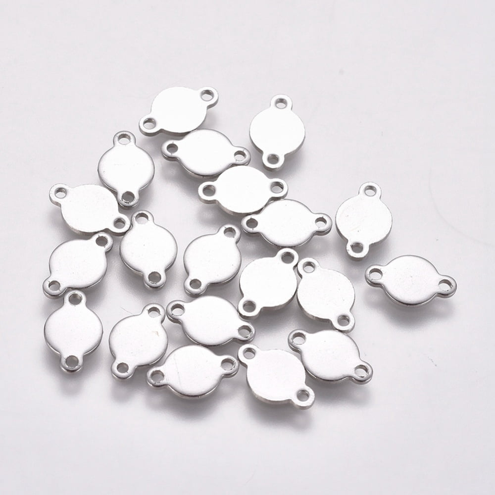 20 pc Non-Tarnish 304 Stainless Steel Links connectors Flat Round ...