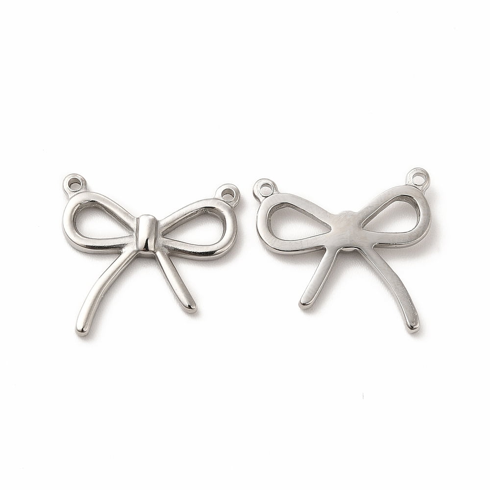 20 pc Non-Tarnish 304 Stainless Steel Pendants Bowknot Charms Stainless ...