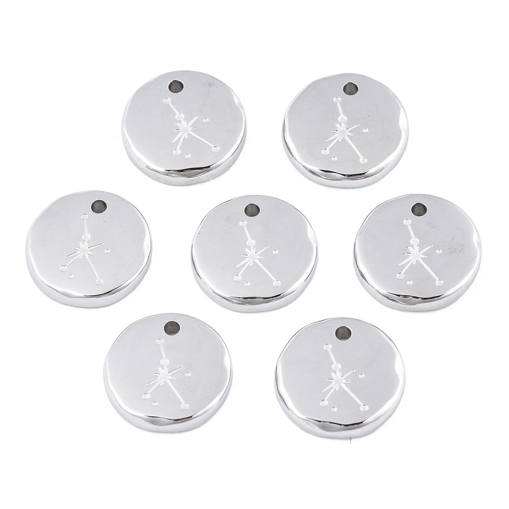 20 pc Non-Tarnish 316 Surgical Stainless Steel Charms Flat Round with ...