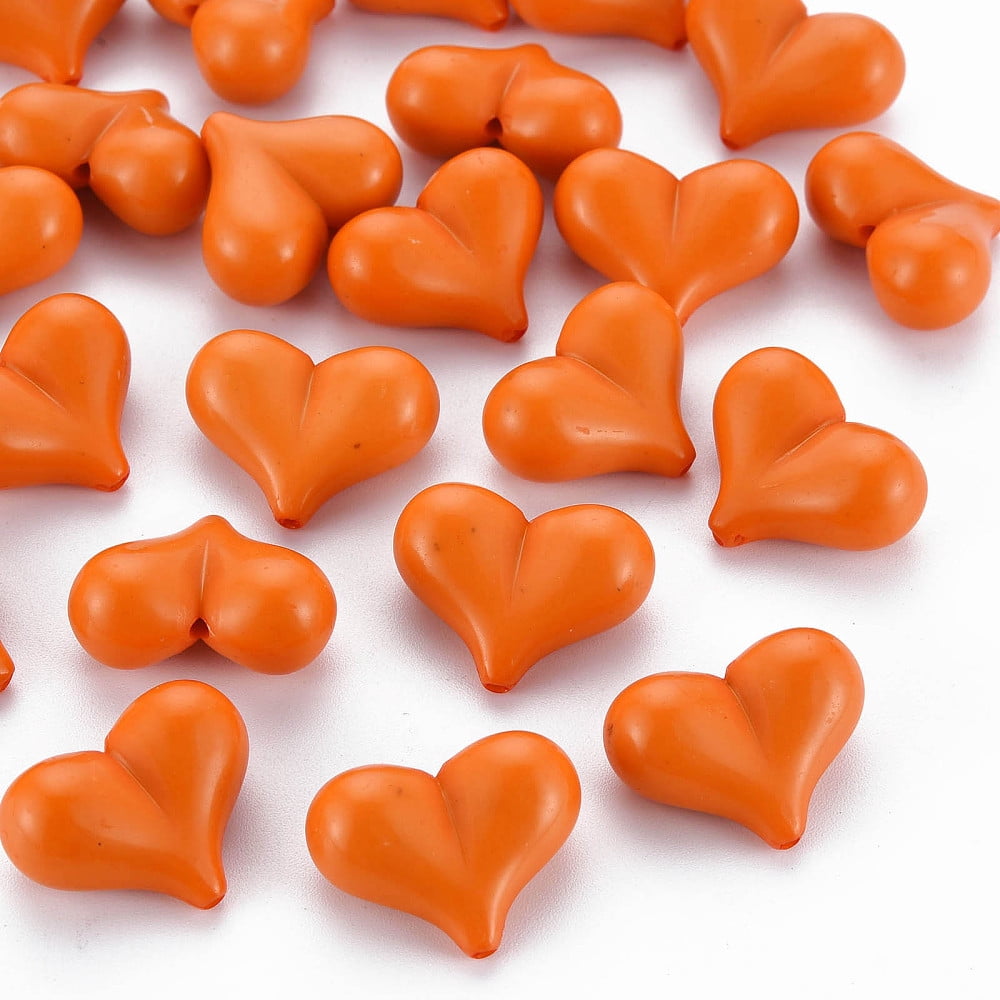 20 pc Opaque Acrylic Beads Heart Coral 17x22x10mm Hole: 1.4mm - Walmart.com
