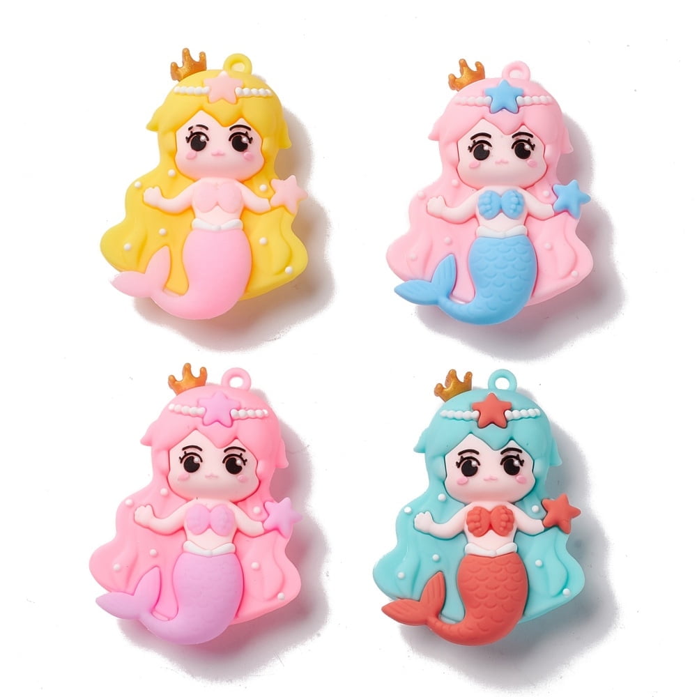 20 pc PVC Plastic Cartoon Big Pendants Mermaid Mixed Color 57x42x18.5mm ...