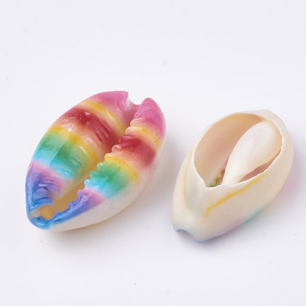 20 pc Printed Natural Cowrie Shell Beads No Hole/Undrilled Colorful 20 ...