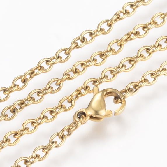 20 pc Real 24K Gold Plated Brass Cable Chain Necklaces with Brass ...