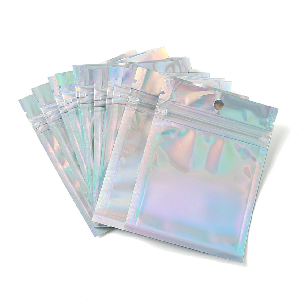 20 pc Rectangle Zip Lock Plastic Glitter Holographic Bags Resealable ...