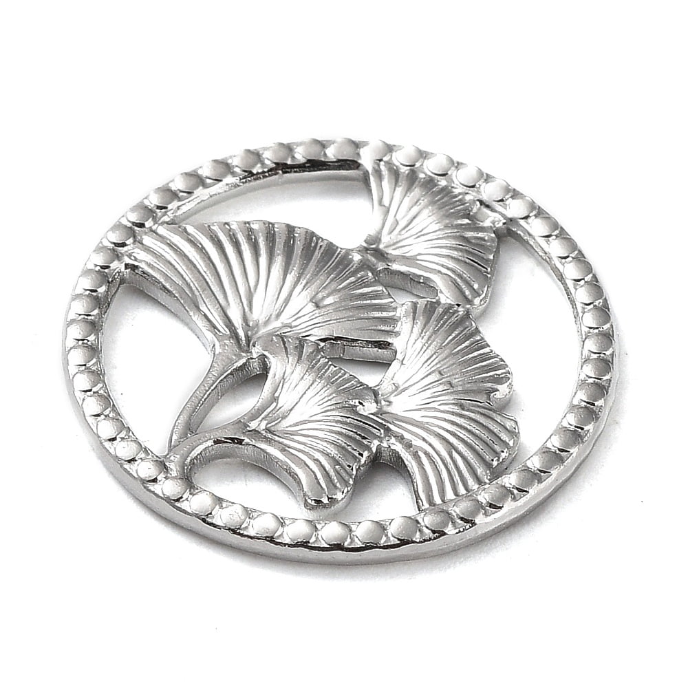 20 pc Resistant 304 Stainless Steel Cabochon Ring with Ginkgo Leaf ...