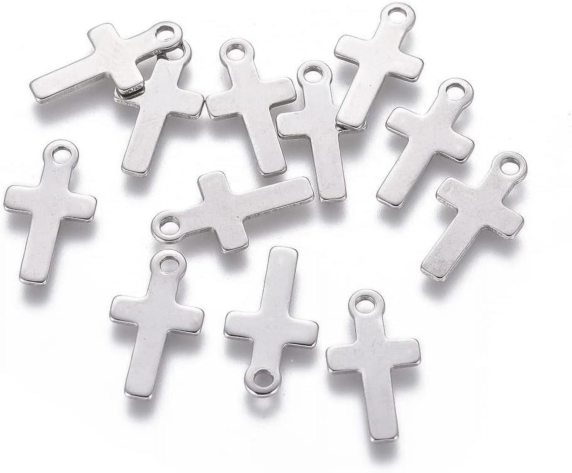 20 pc Tarnish Resistant 201 Stainless Steel Tiny Cross Charms Stainless ...
