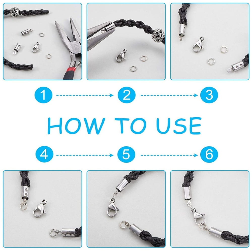 20 pc Tarnish Resistant 304 Stainless Steel Cord End Folding Crimp Ends ...