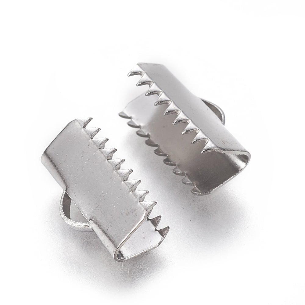 20 pc Tarnish Resistant 304 Stainless Steel Ribbon Crimp Ends Rectangle ...