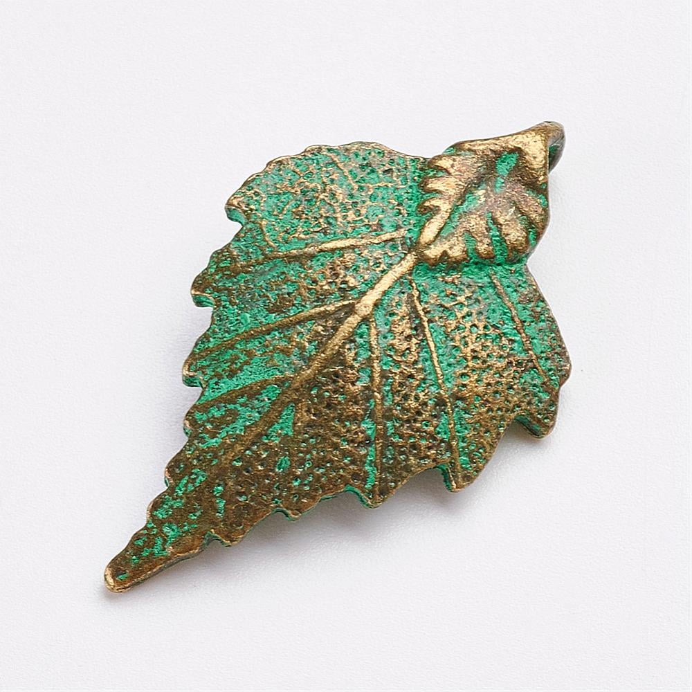 20 pc Tibetan style Alloy Pendants Leaf Antique Bronze Green Patina 34x20x5mm Hole: 3x4mm ...
