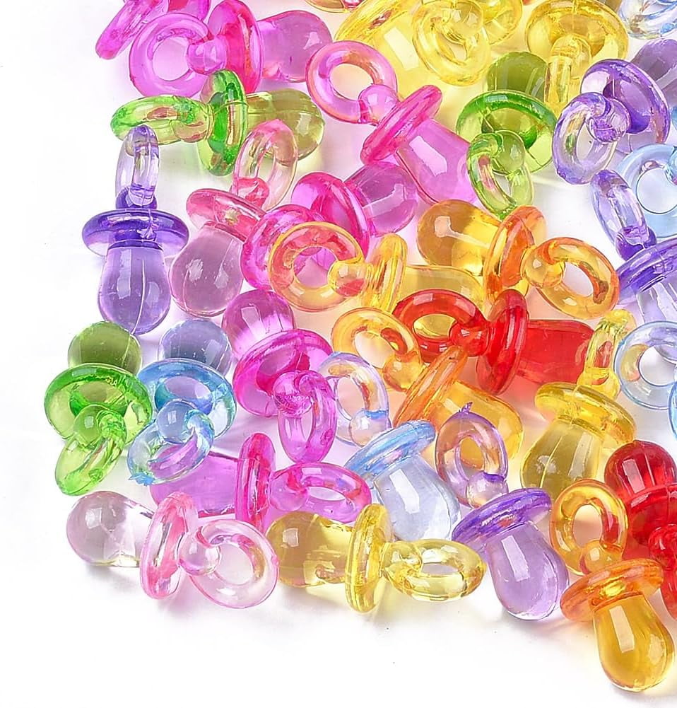 20 pc Transparent Acrylic Pendants Dummy Pacifier Mixed color 31x15mm ...