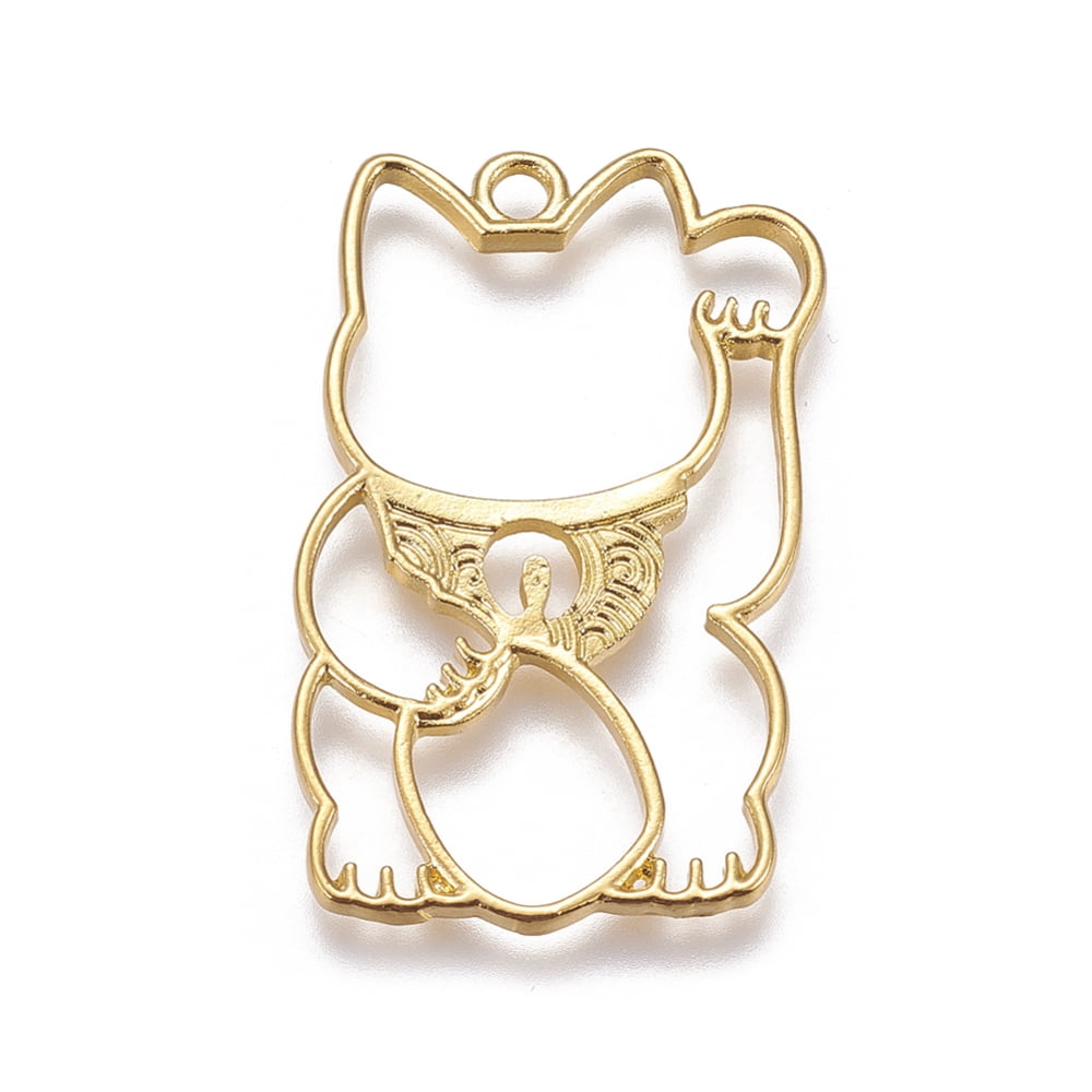 20 pc Zinc Alloy Kitten Open Back Bezel Pendants for DIY UV Resin Epoxy ...