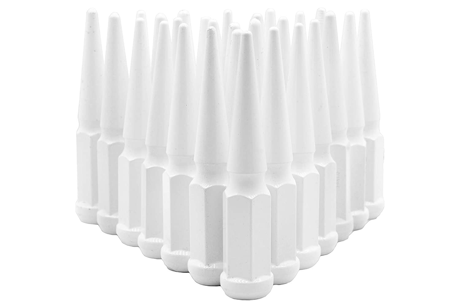 20 pc m14x1.5 white spike lug nuts - powder coated - 4.5" tall ...