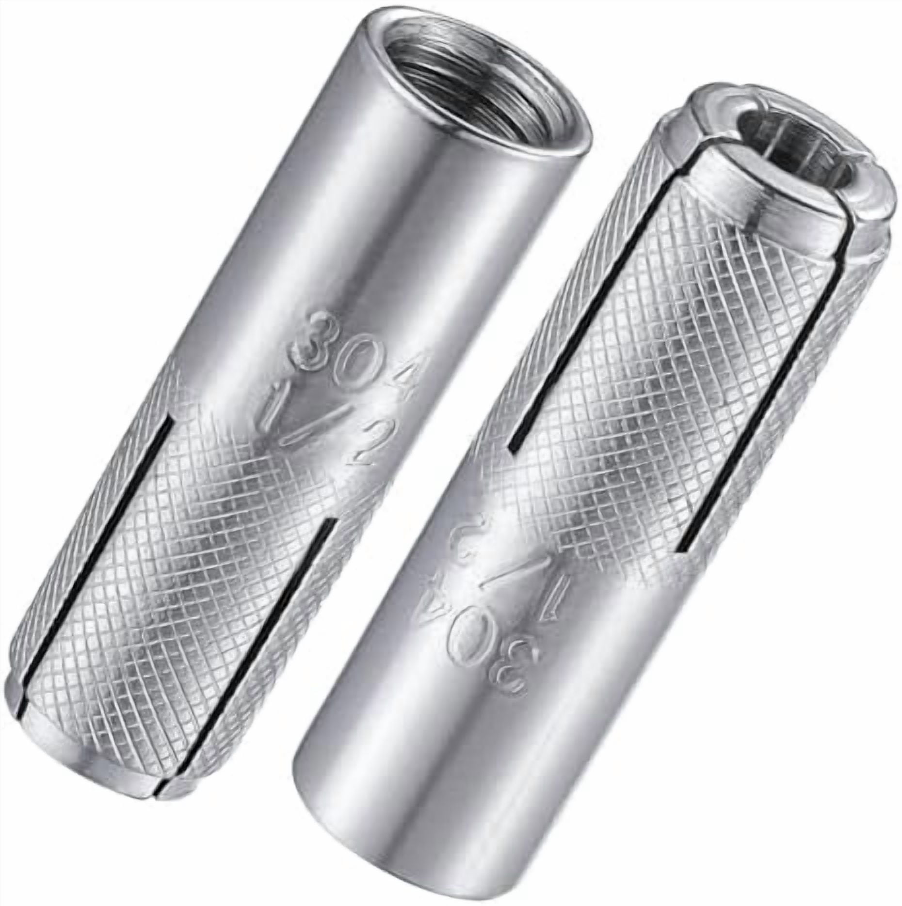 (20 pcs) 1/2"-13 Stainless Drop in Anchors Assortment, Knurled Drop-in ...