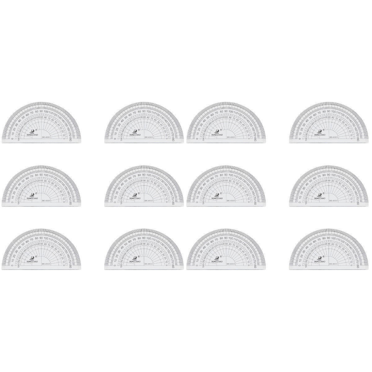 20 pcs Clear Plastic Protractor Math Protractor 180 Degrees Protractor ...