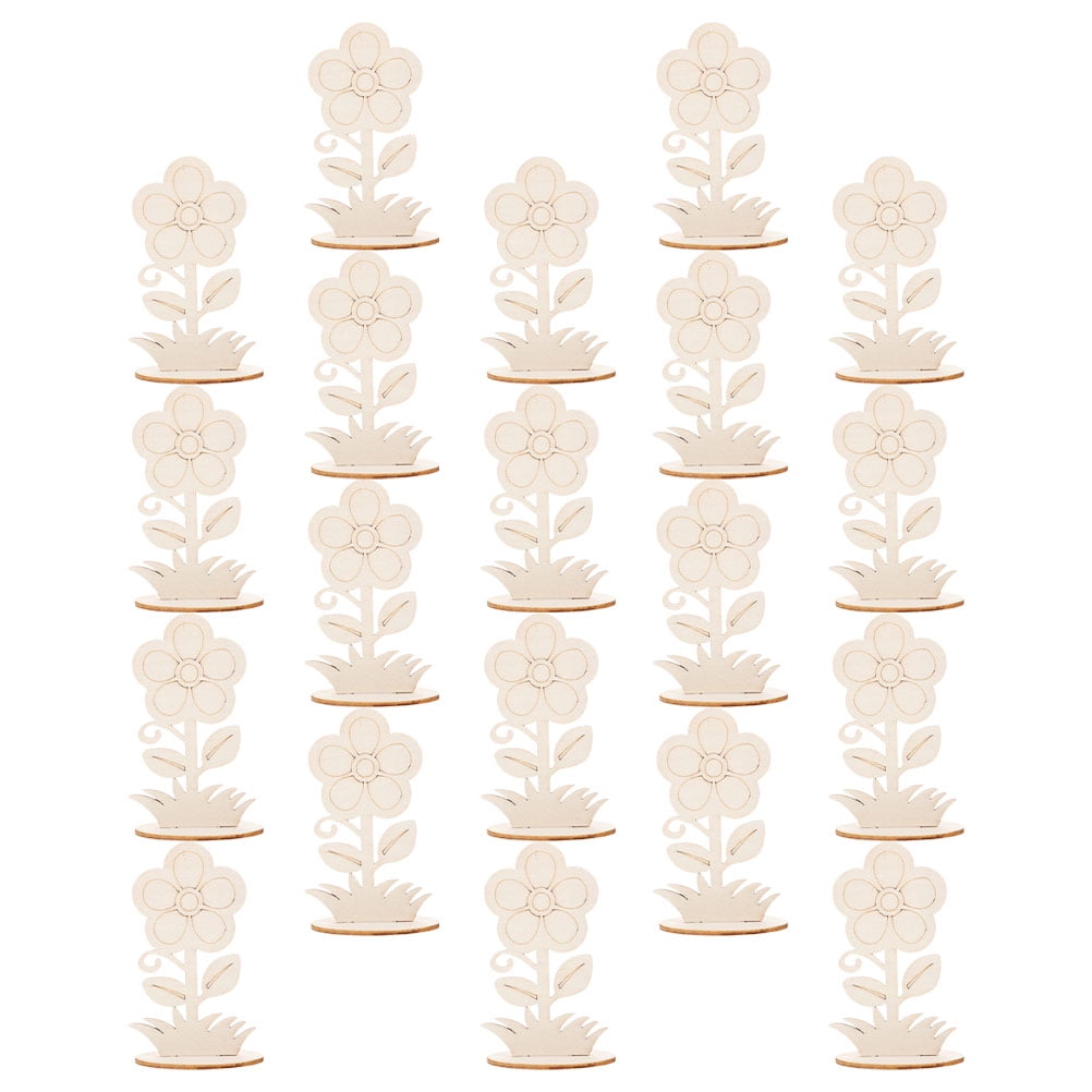 20 pcs DIY Blank 3D Flower Decor Unfinished Wood Flower Cutouts ...