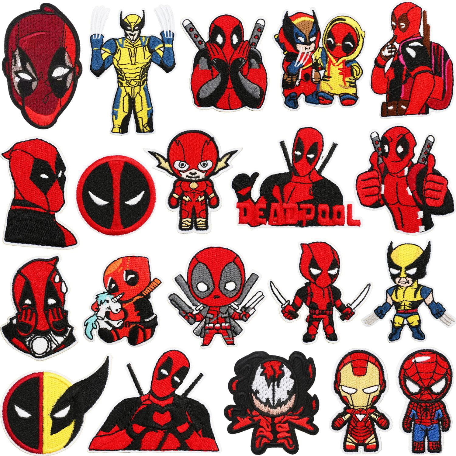 20 pcs Deadpool Cute Cartoon Kids Embroidered Patches, Sew/Iron On ...