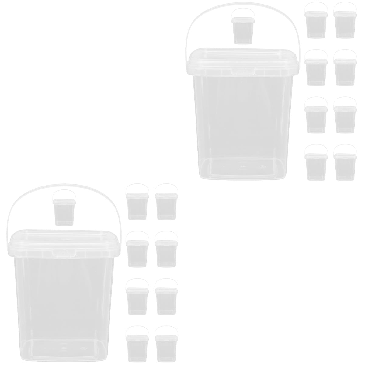 20 pcs Thickened Clear Square Ice Cream Tub Ice Cube Buckets Ice Cube ...