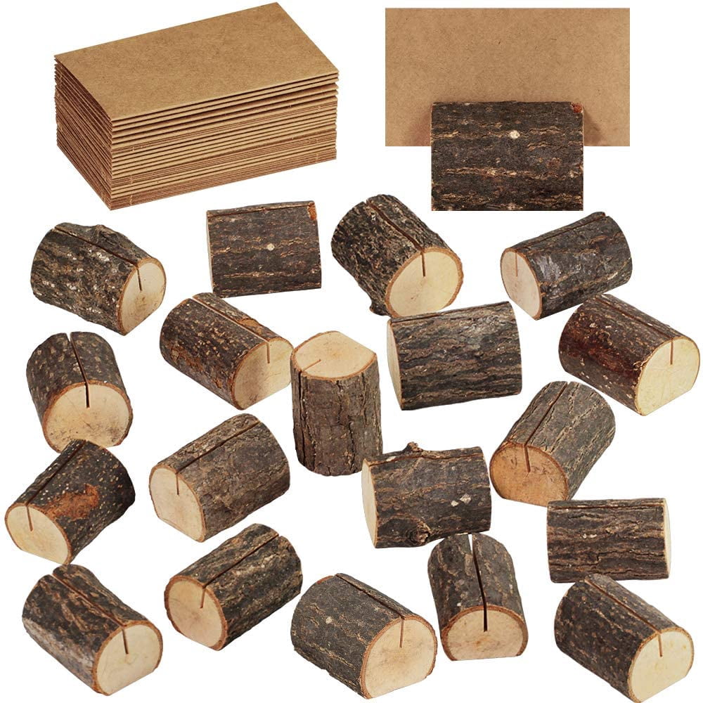 **20 pcs rustic wood place card holders wooden table numbers holder ...