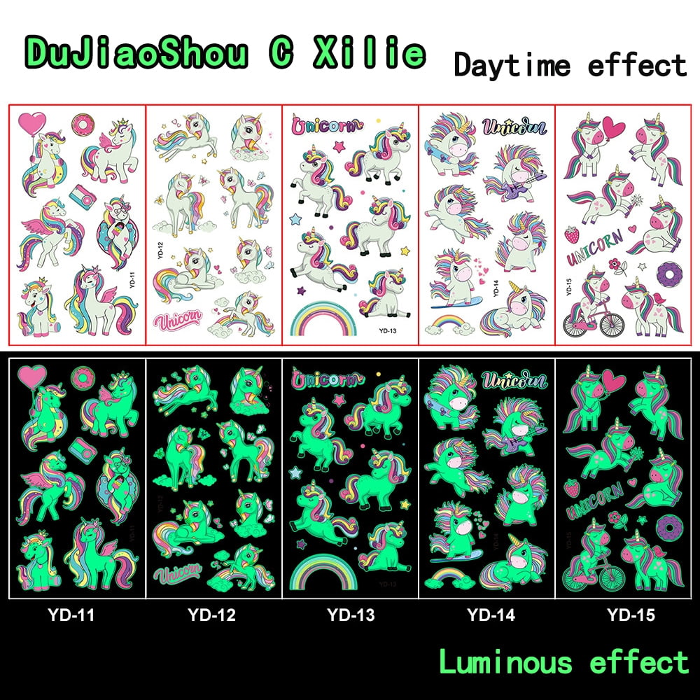 20 pcs stickers Glowing tattoo stickers temporary colorful animal ...