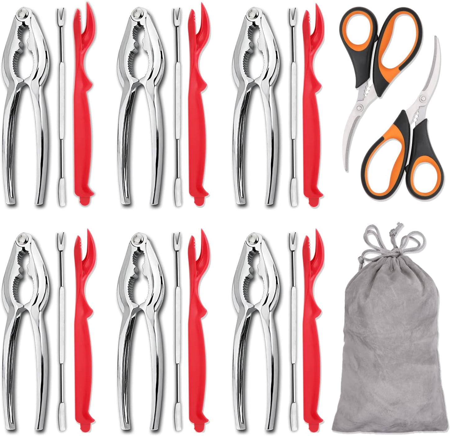 20-piece Seafood Tools Set includes 6 Crab Crackers, 6 Lobster Shellers ...