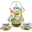 Sweejar Porcelain Tea Sets,8 oz Cups and Saucer Teaspoon Set of 4, with ...